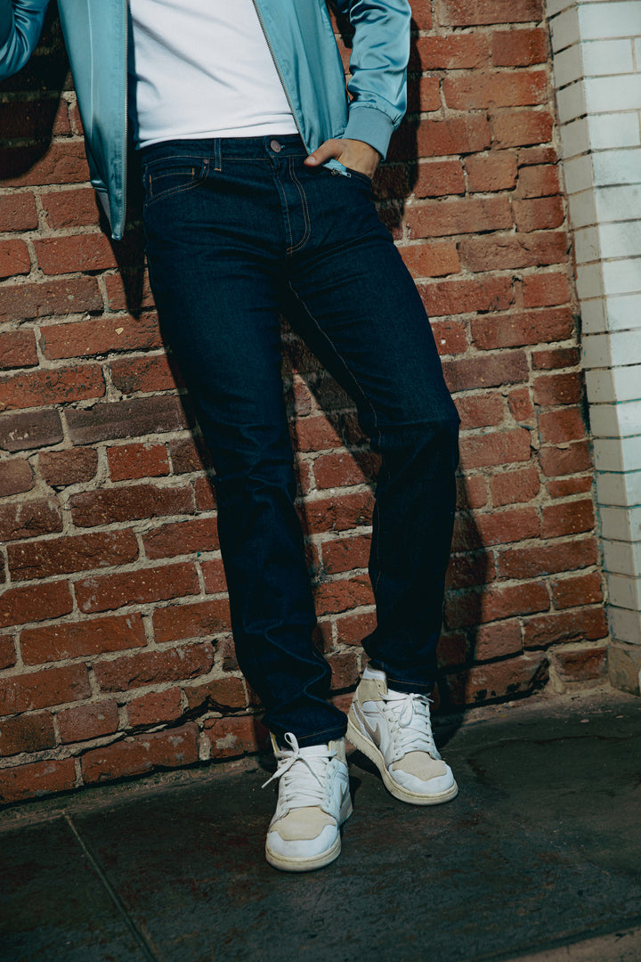 Maverick Silk Steel Blue Stretch Bomber Jacket | MONFRÈRE